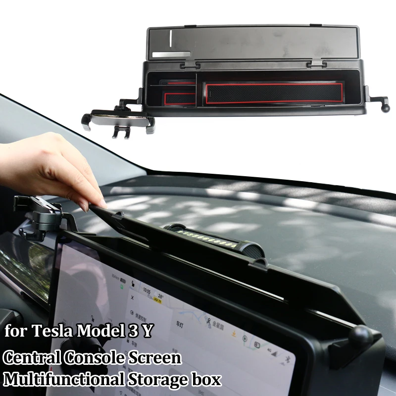 For-Tesla-Model-3-Y-Central-Console-Screen-Storage-Box-With-Phone ...