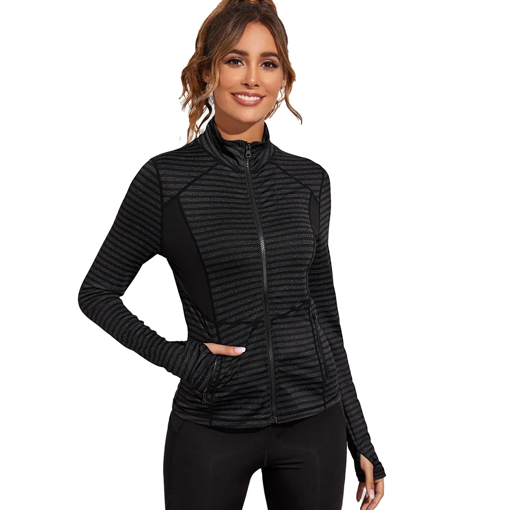 Chaqueta de Yoga ajustada con cremallera para mujer, ropa deportiva ...