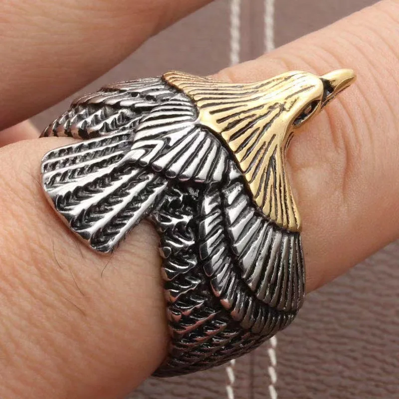 Gold-Viking-Animal-Eagle-Bird-Rings-for-Men-Women-Vintage-Silver-Color ...