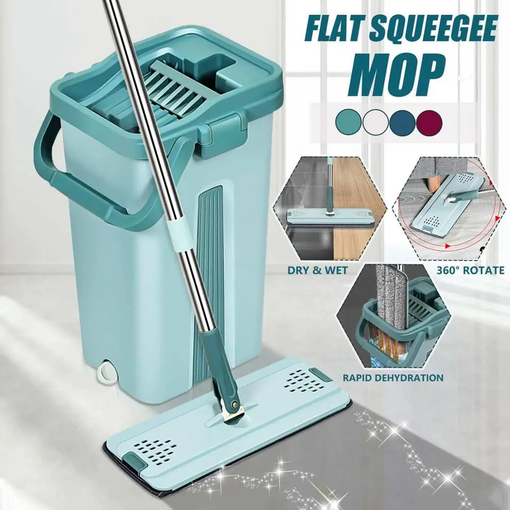 Touchless-Mop-Flat-Floor-Wash-Mops-Bucket-Magic-Mop-Self-wring-Squeeze ...