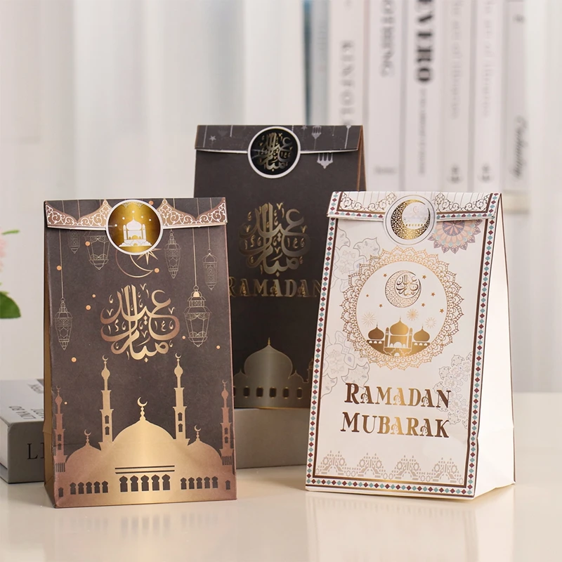 6pcs Eid Mubarak Candy Box Ramadan Gift Bag with Stickers Islamic ...