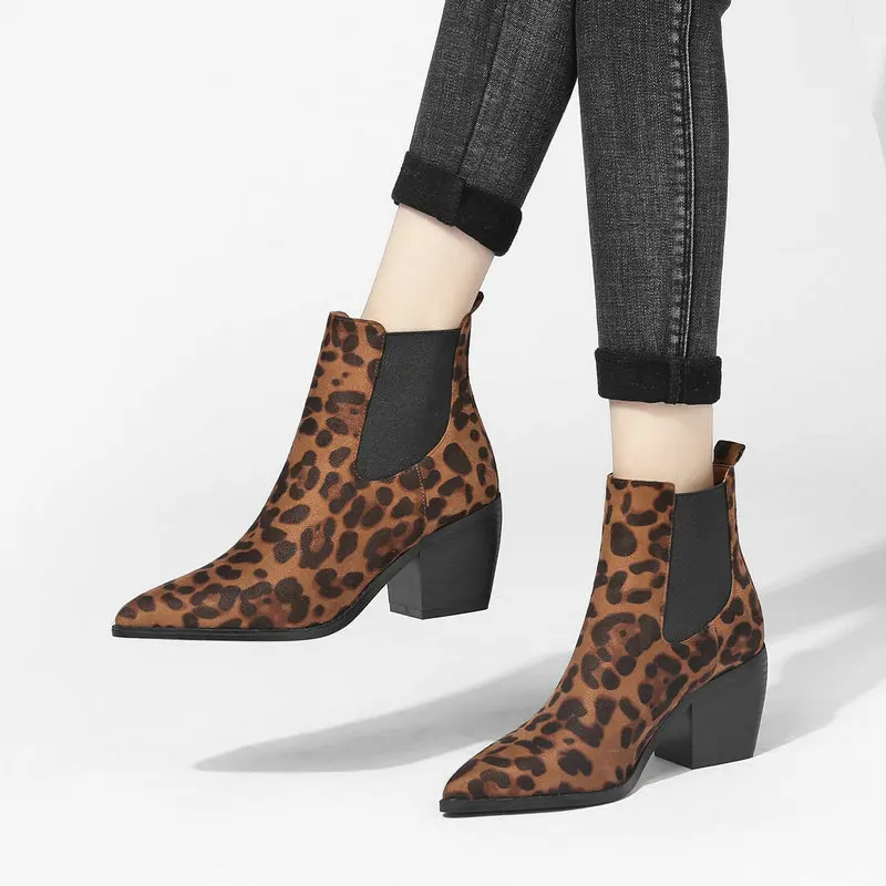 Botas con punta estrecha y Tacón cuadrado para mujer, botines occidentales, otoño e invierno ...