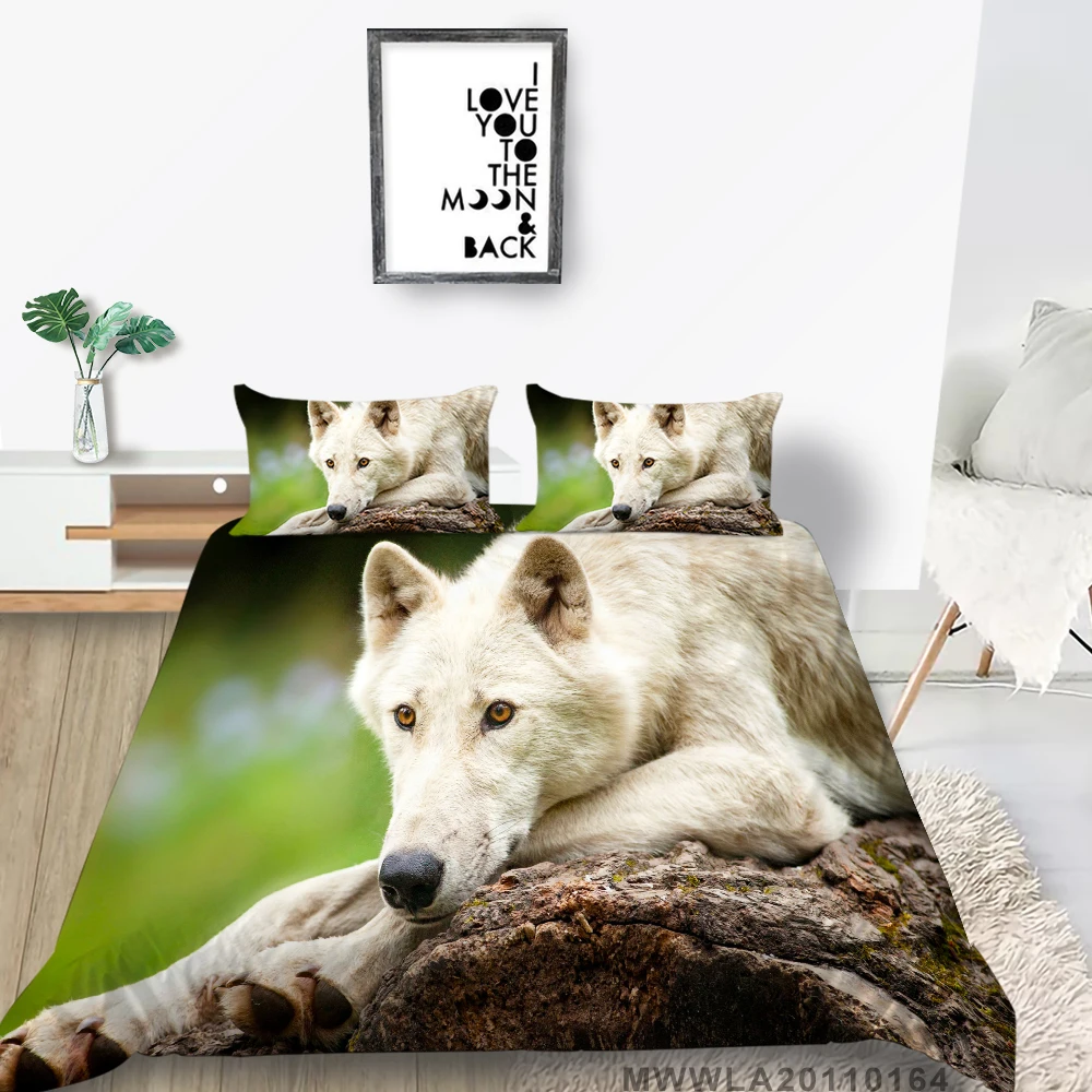 Cute Wolf Bed Set 3D Printed Fashion Lifelike Duvet Cover Wolf Head ...
