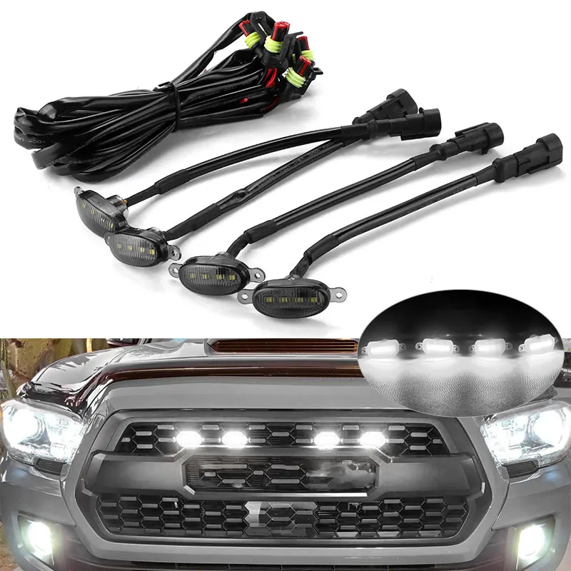 Car Front Grille Grill LED Light Smoke Raptor Style white Car Front ...