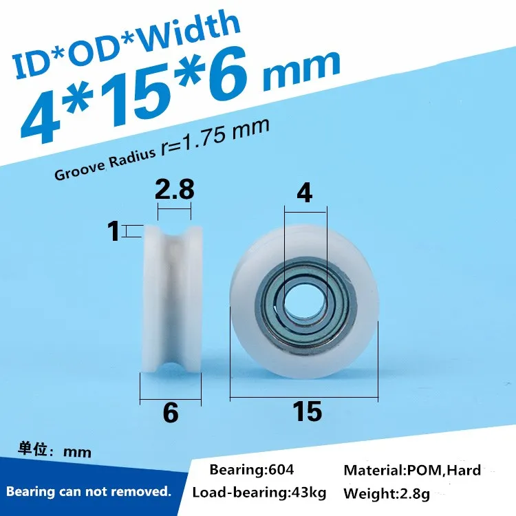 5 adet 4x15x6mm delrin POM U şeklinde rulman makaralı kasnak R1.75mm V ...