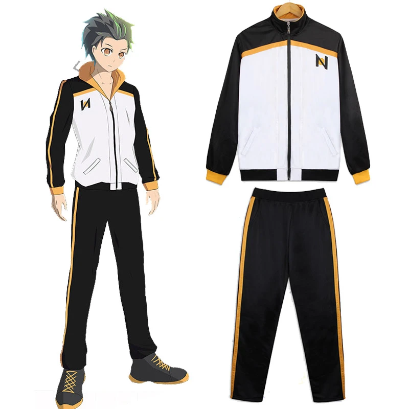 Jacket Pants Suit Black White Sportswear Uniform Subaru Natsuki Cosplay ...