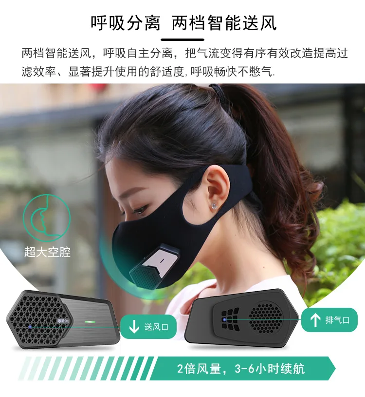 2020 PM2.5 Dustproof Mask Smart Electric Fan Masks Anti Pollution ...