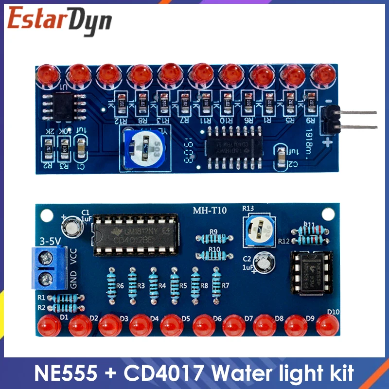 Smart Electronics Kits NE555+CD4017 Light Water Flowing Light LED Module DIY Kit Learn ...