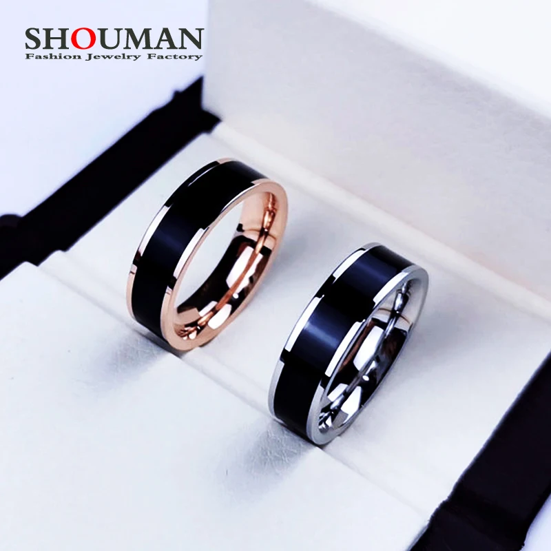 SHOUMAN-Rose-Gold-Color-White-Black-Charm-Ring-for-Woman-Man-Custom ...