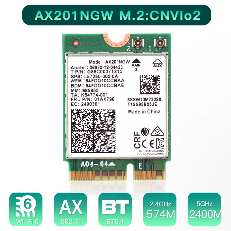 Wi fi 6 Intel Ax201 M 2 Key E Cnvio 2 Wifi Card Dual Band 3000mbps