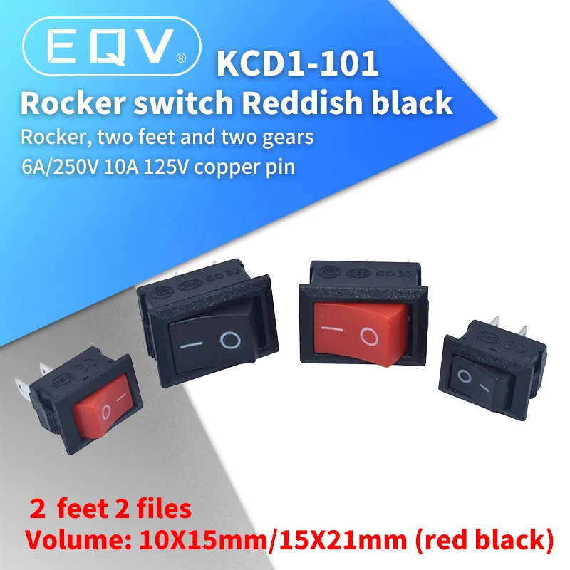 Mini interruptor de botón basculante KCD1, 6A 10A, 250V, KCD1 101, 2 ...