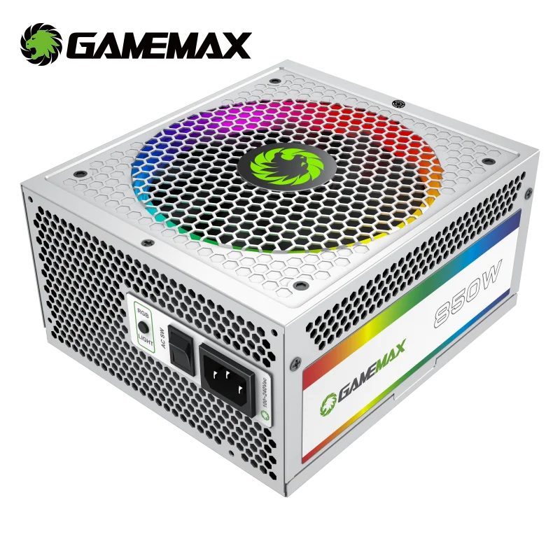 GameMax RGB 850 White Power Supply 850W RGB Fully Modular 80 Plus Gold ...