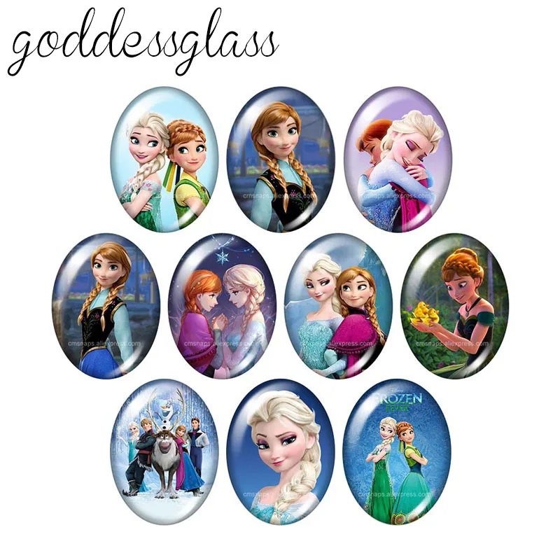 Disney Princess Elsa Anna 10pcs mixed 13x18mm/18x25mm/30x40mm Oval ...