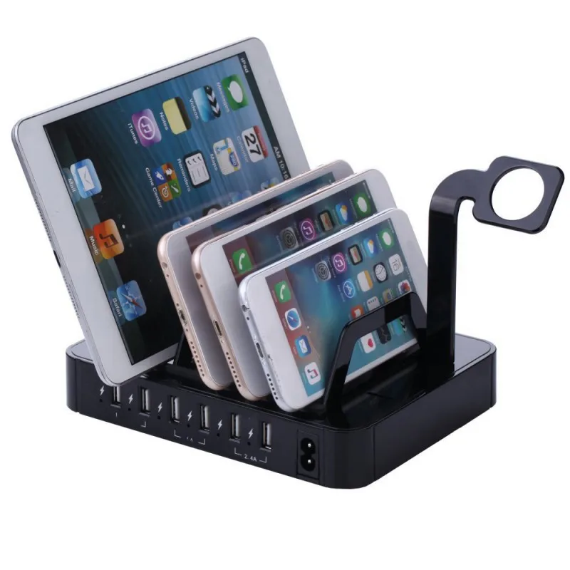 6 Ports USB Desk Charging Dock 8 Slot Travel Fast Charger Hub For ...