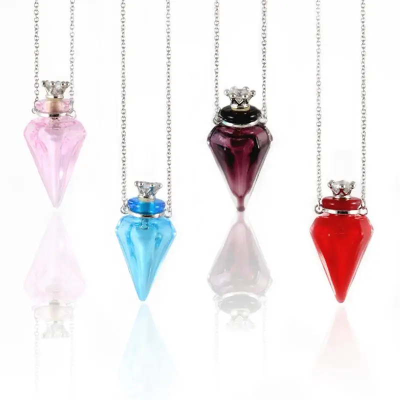 Collar de Perfume de cristal de Murano, botellas de cono de colores ...