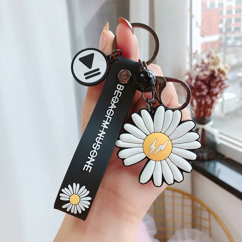 Flower-Keychain-For-Women-Silicone-Trinket-Charms-Daisy-Key-Chain-Girl ...