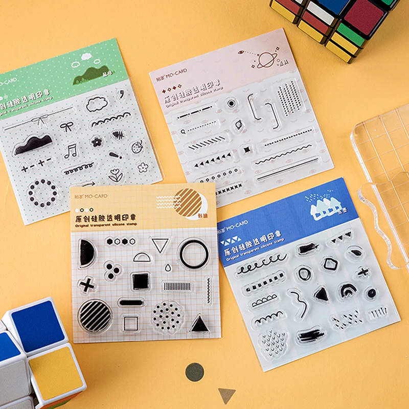 Vintage Dot Line Circle Geometric Silicone Clear Stamp For Scrapbooking ...