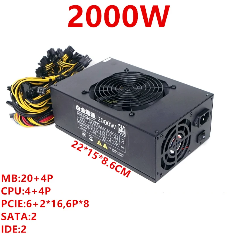 Miner PSU For Baijin 80plus Platinum Full Voltage 8 Video Card Multi ...