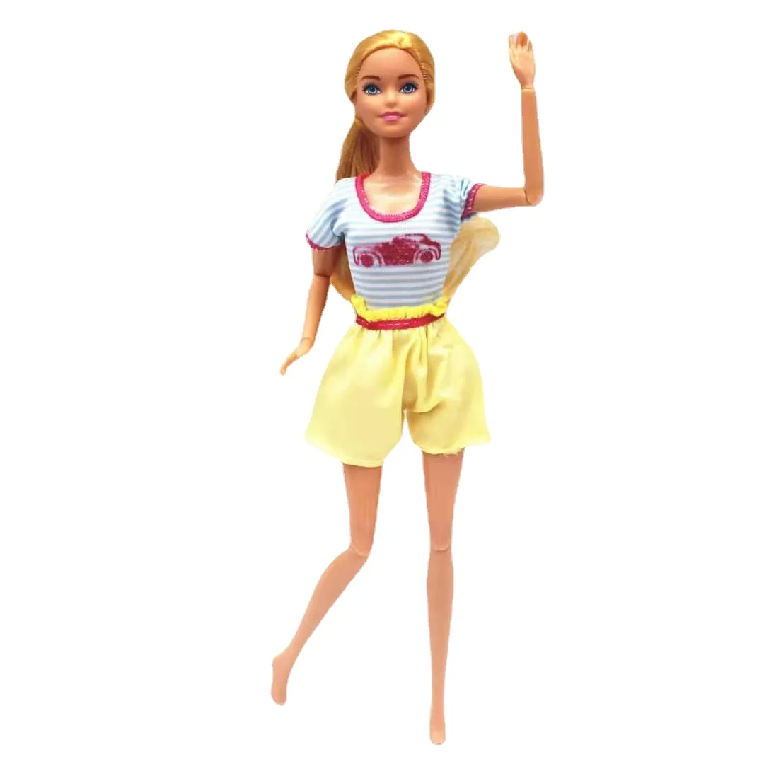 Mono de moda para muñeca Barbie, ropa de muñeca, azul claro, amarillo ...