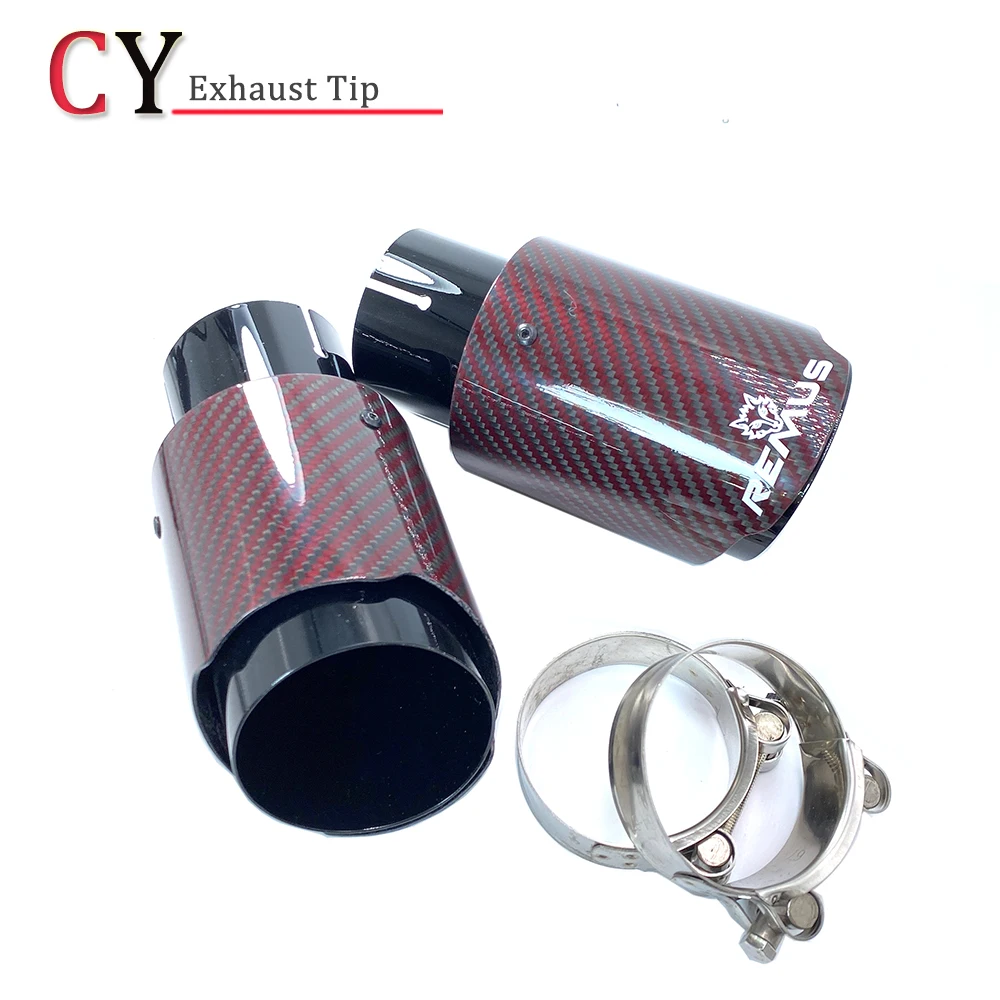 1Piece-Glossy-Red-Carbon-Fiber-Black-Stainless-Steel-Universal-Car ...