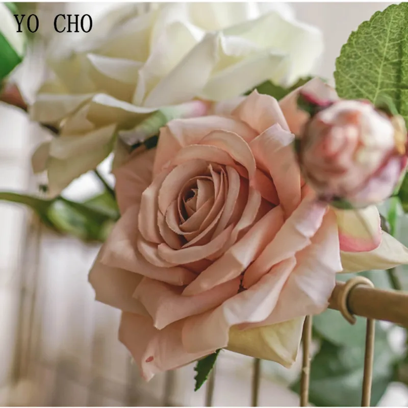 YO-CHO-Large-Retro-Rose-Artificial-Silk-Flowers-White-Silk-Rose-Big ...