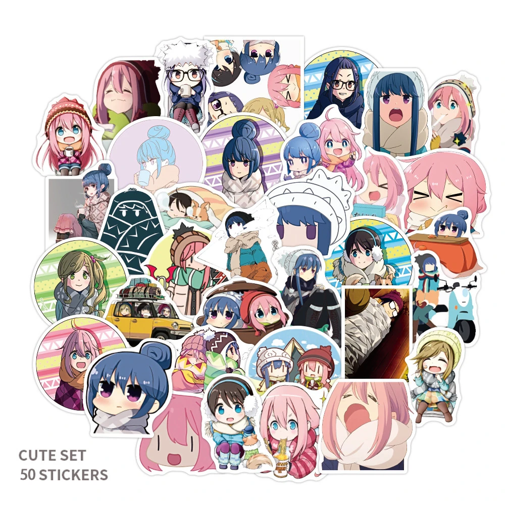 50 pieces Anime Sticker Yuru Camp Shima Rin Kagamihara Nadeshiko ...