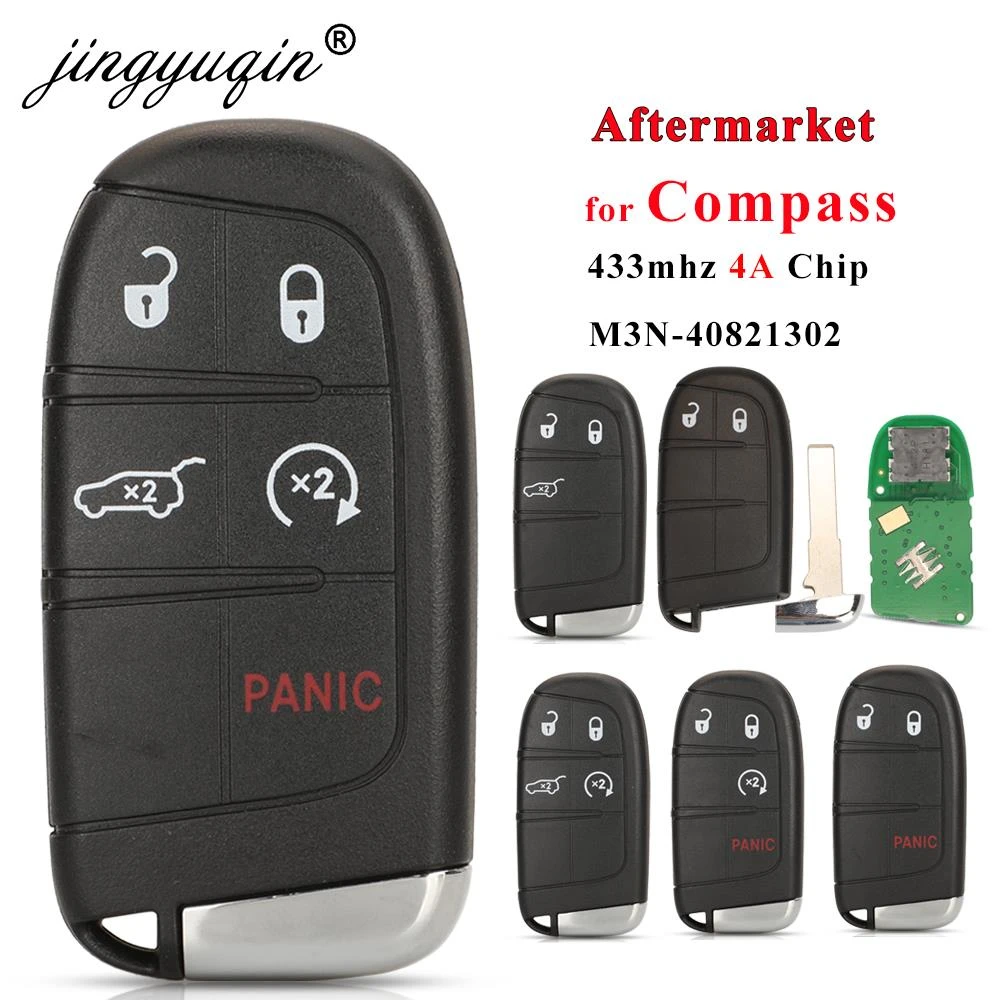 Jingyuqin Aftermarket Smart Remote Key 433mhz 4a Keyless For Jeep ...