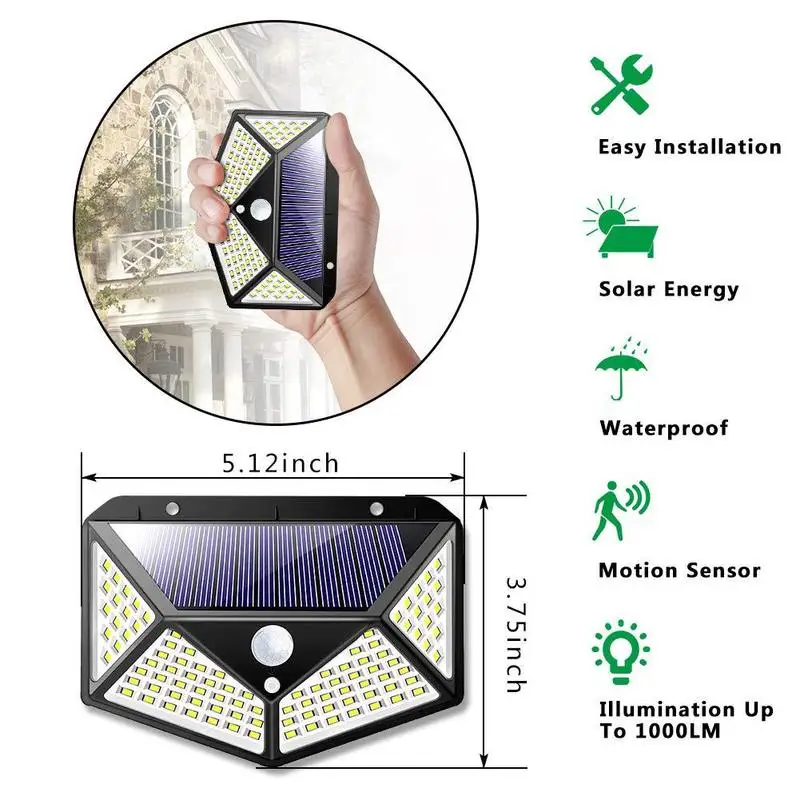 Led Solar Light All Around 100 Light Waterproof Three Human Body ...