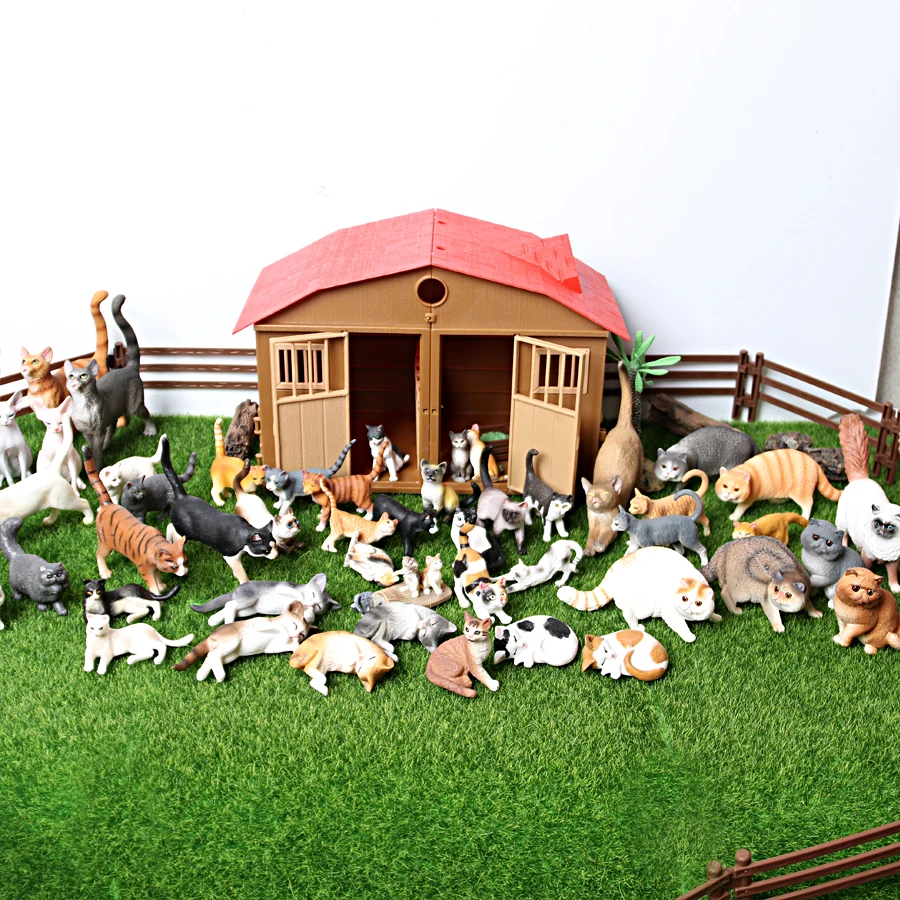 Realistische-Kat-Beeldjes-Hand-Geschilderd-Educatief-Kat-Cijfers-Dieren ...