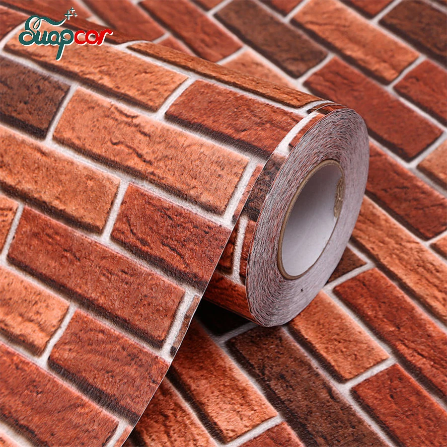 Retro Wallpaper Self adhesive Waterproof Moisture proof Red Brick Wall ...