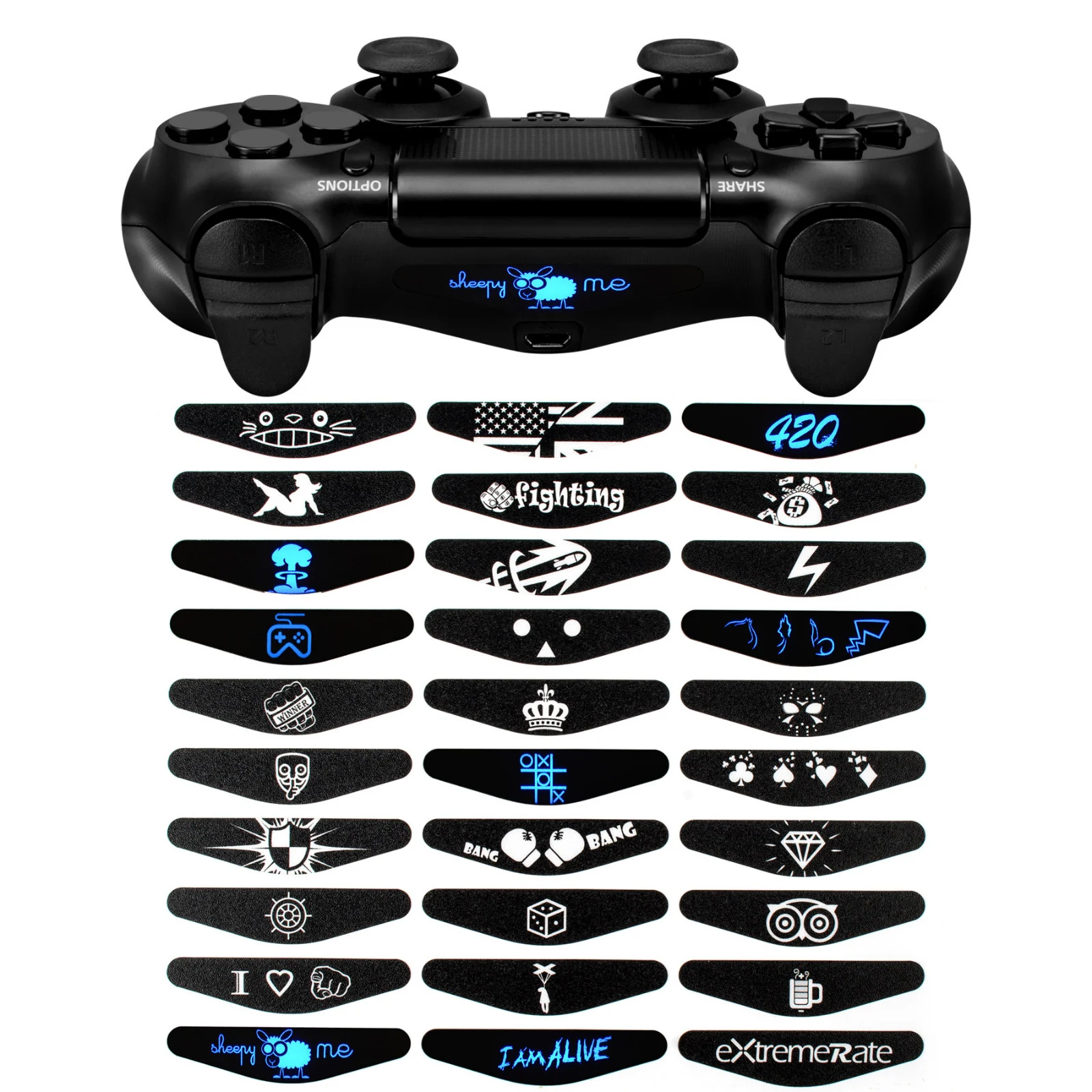 EXtremeRate Barra de luz Led decorada, 30 juegos, pegatinas de cubierta ...