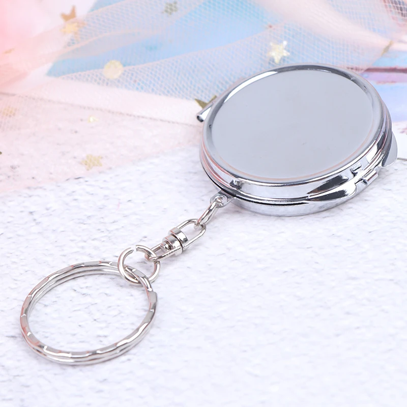 Mini-Makeup-Compact-Pocket-Mirror-Key-Ring-Keychain-Metal-Portable-Two ...