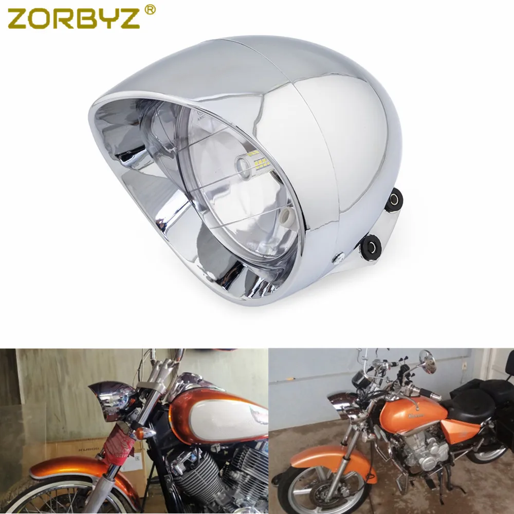 ZORBYZ-6-5-Motorcycle-LED-Chrome-Bullet-Headlight-Fits-For-Honda-Steed ...
