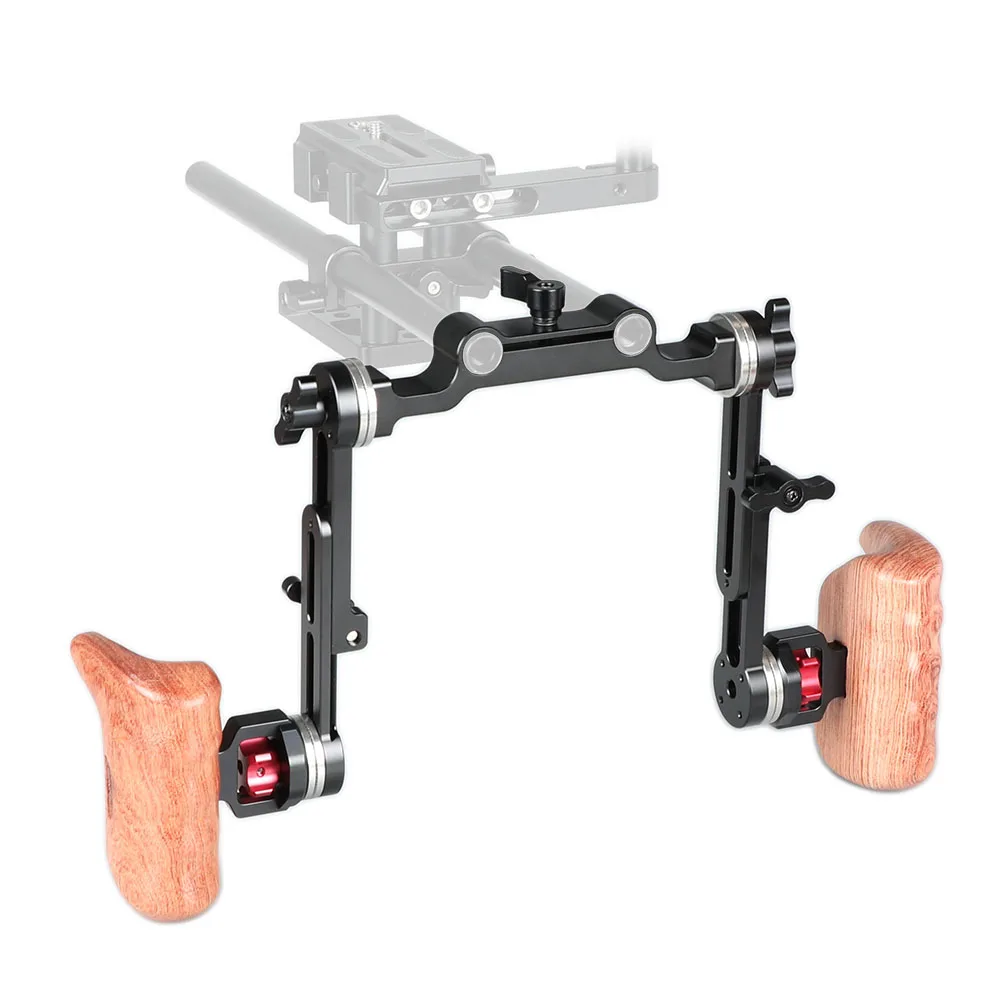 Camvate Wooden Handle & Extension Arm & Dual 15mm Rod Clamp & M6 Arri ...