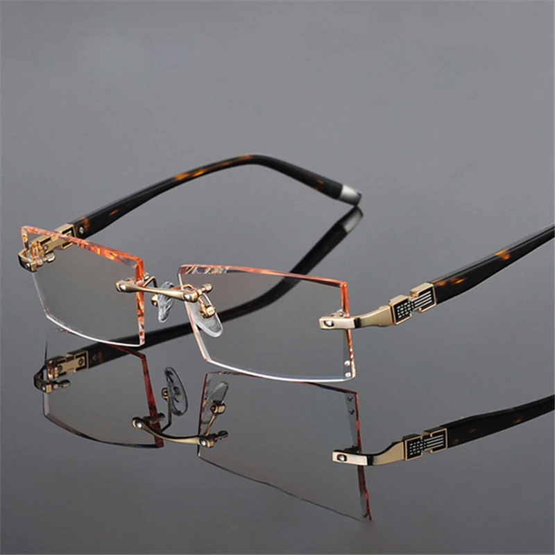 Vazrobe Rimless Eyeglasses Frames Male Reading Glasses Spectacles for ...
