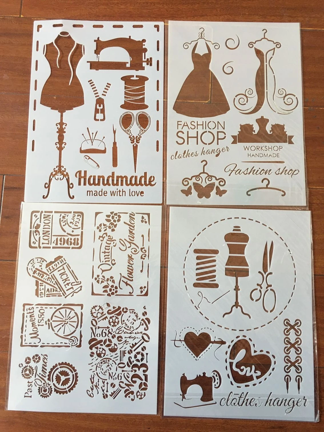 4pcs / set A4 Clothes sewing machine Stencils Painting Coloring ...