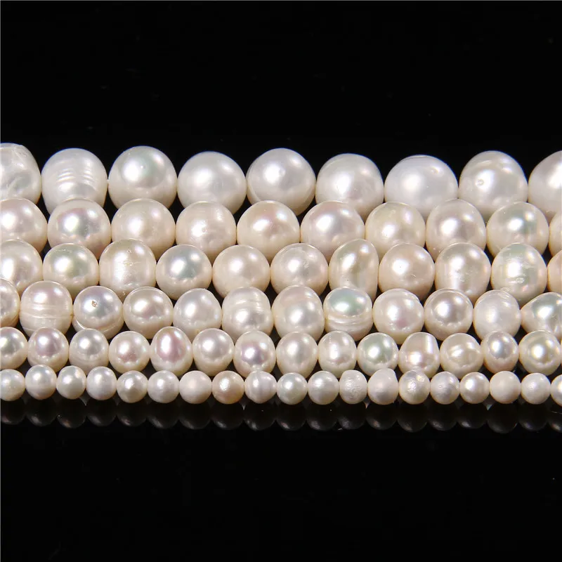 3-9mm-White-Natural-Pearls-Beads-Potato-Round-Freshwater-Pearl-Loose ...