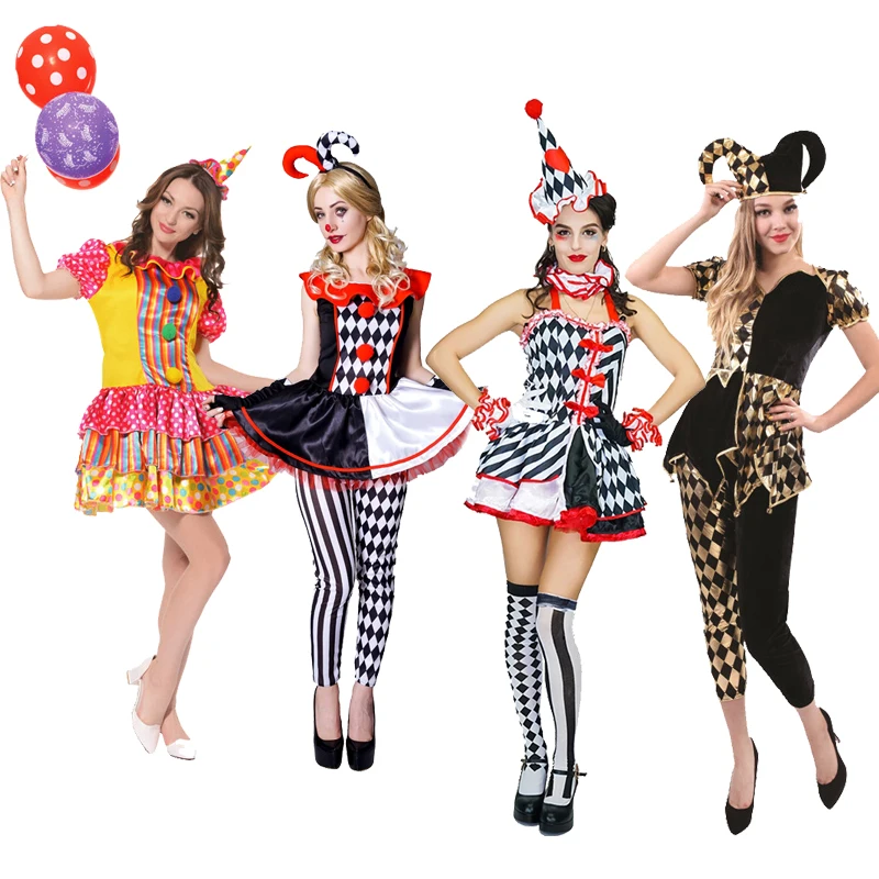 Clown-Costume-Women-Halloween-Fancy-Dress-Adult-Funny-Circus-Clown ...