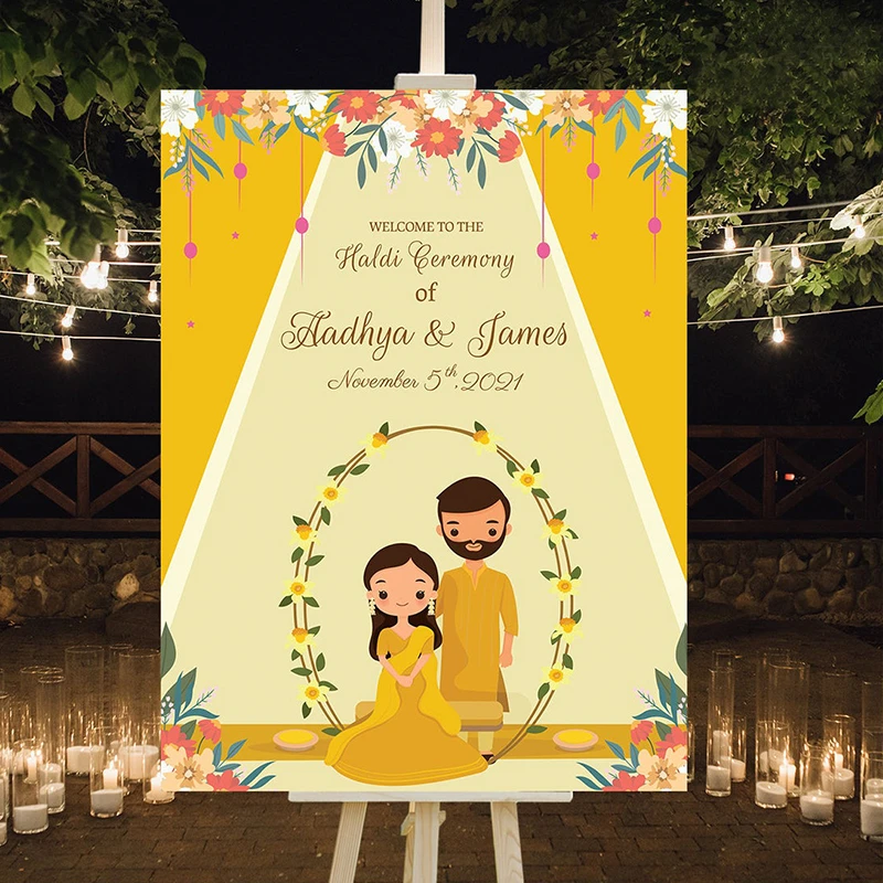 Indian Haldi Decor Entry Sign Board, Haldi Ceremony Welcome Signs ...