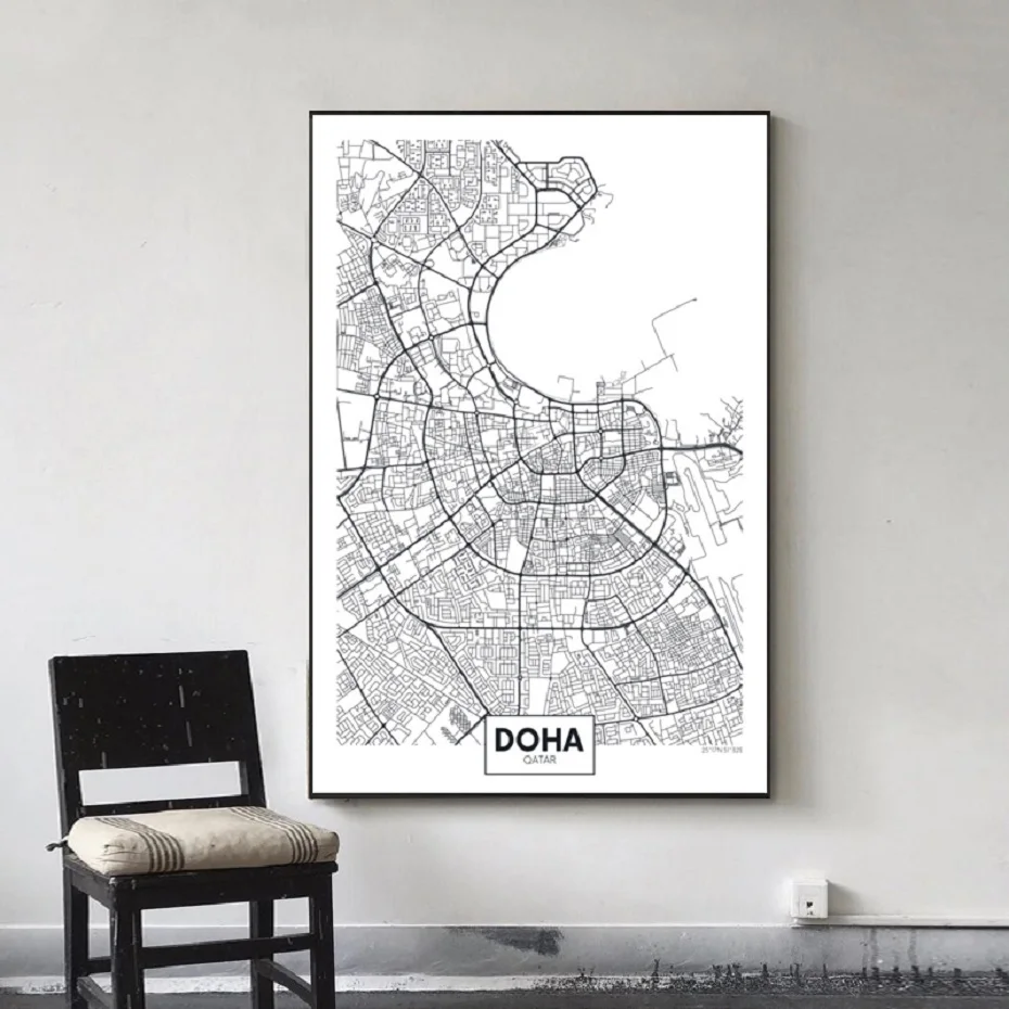 Prints Art & Collectibles Digital Prints Doha Map Doha Print Doha ...