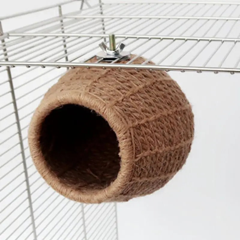 Handmade Hemp Rope Bird Nest Bed Toy Breeding Nest For Parrot Budgie ...