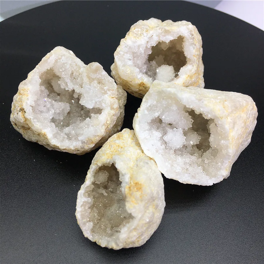 Natural-White-Crystal-Hole-Clusters-Of-Rough-Rock-Geode-Stone-Mineral ...