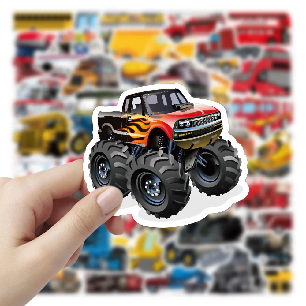 50Pcs-pack-Mixed-Vehicle-Car-Engineering-Sticker-PVC-Bus-Truck ...