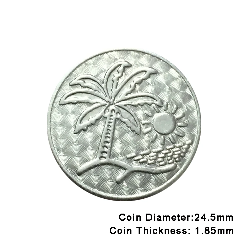 100pcs Arcade Game Coin Token Coconut Palm Stainless Steel Coins Tokens ...