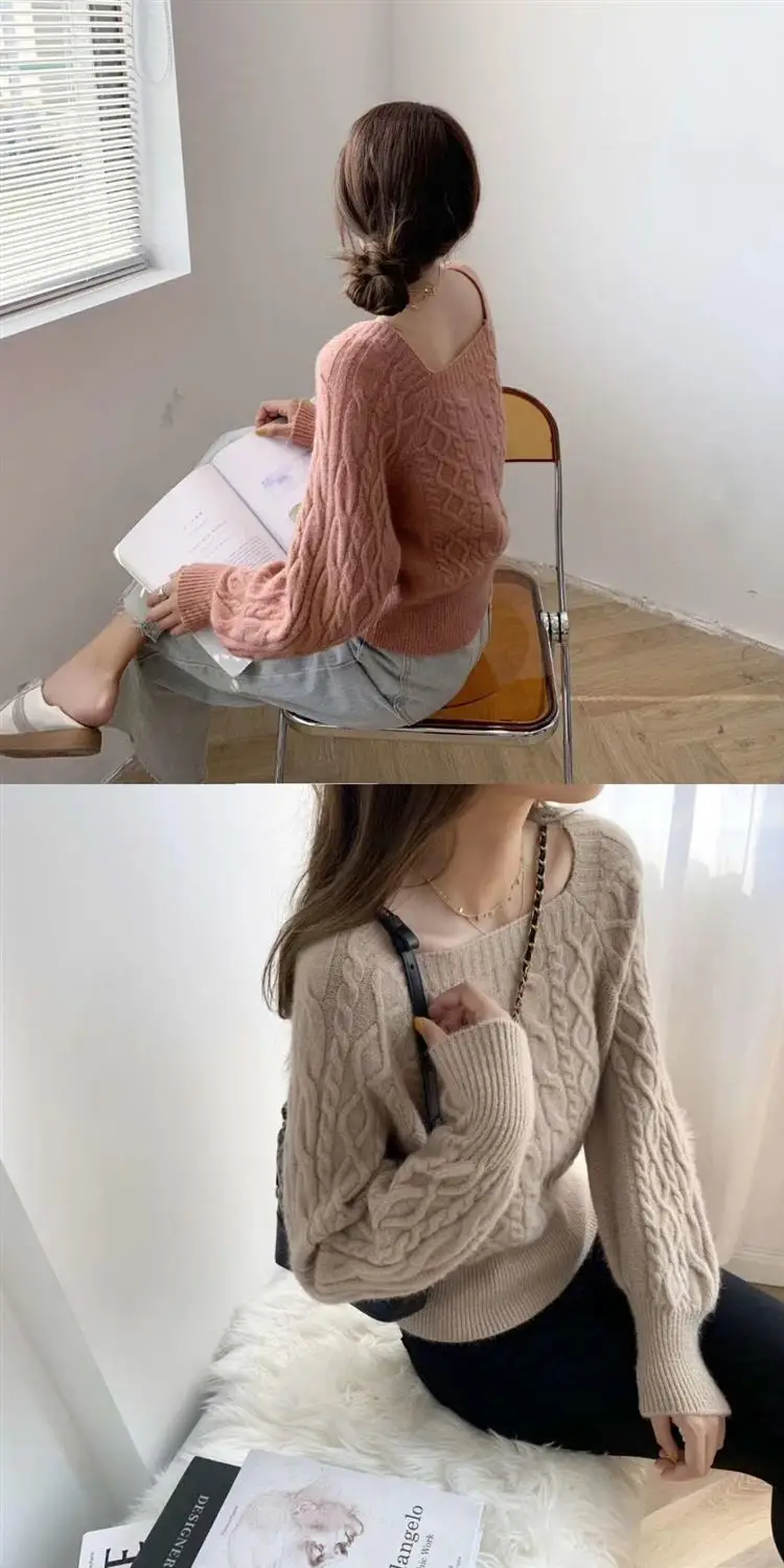 Pull,Pull à manches longues et col carré pour femme, tricot uni, Simple ...