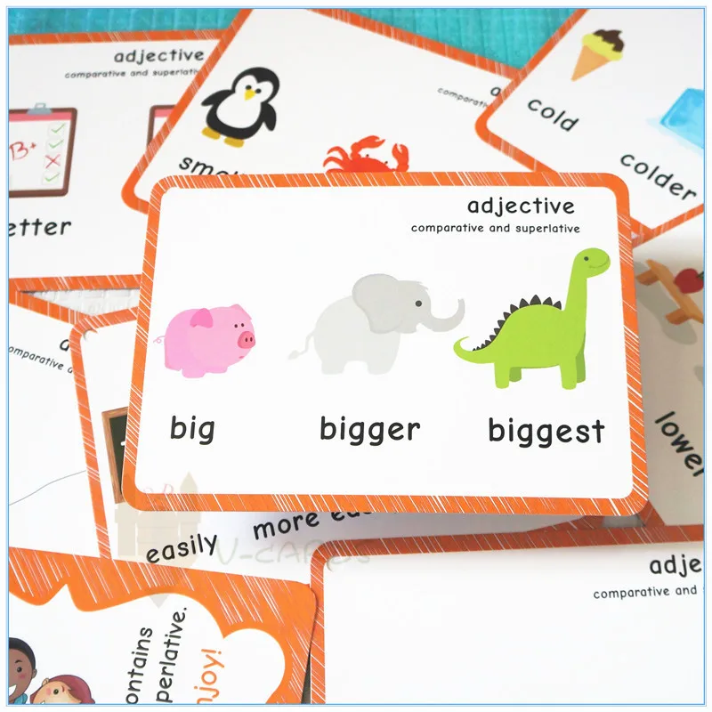 16 Groups 48 Words Comparative Adjective English Learning Cards for ...