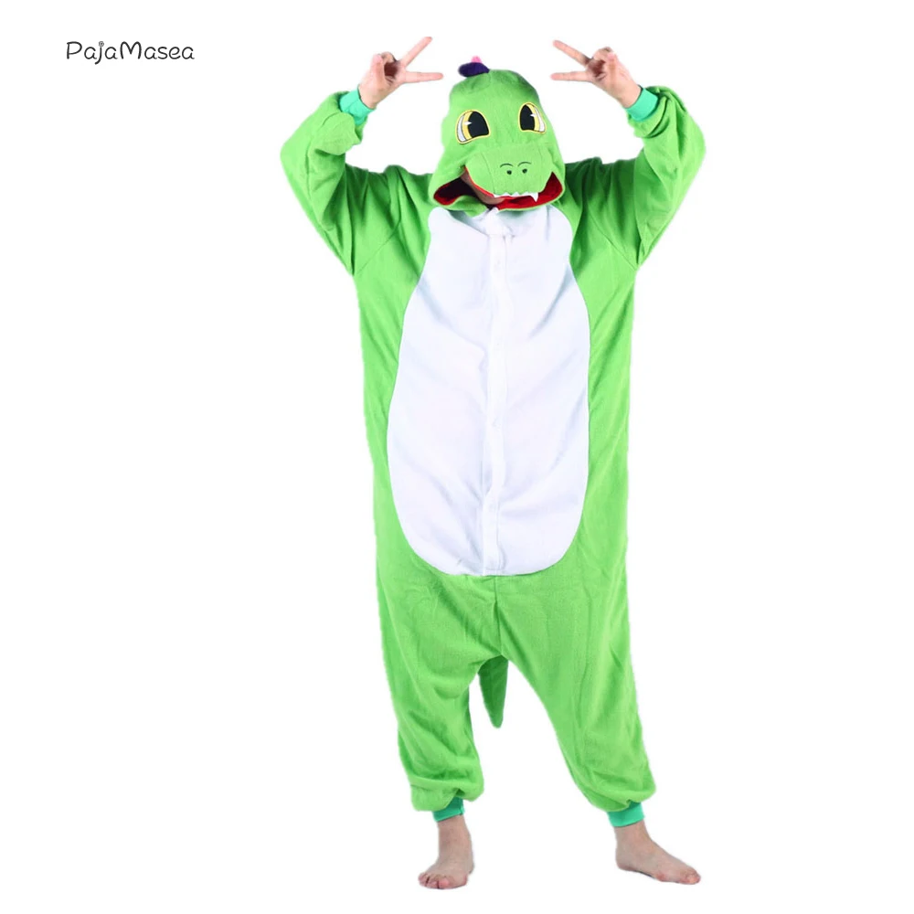 PAJAMASEA New Green Dragon Animal Onesie Women Christmas Sleepwear Man ...
