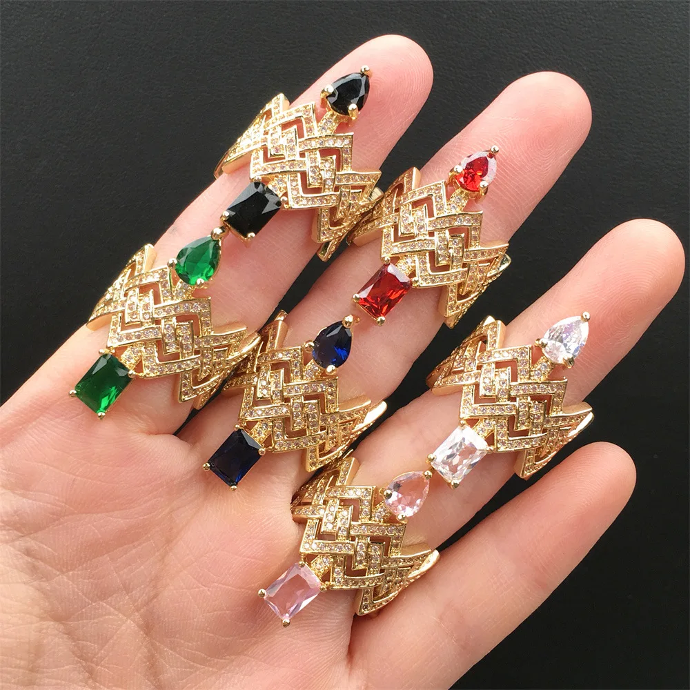 Exquisite Eaggerated Double layer Flash Diamond Drop Shape Design ...