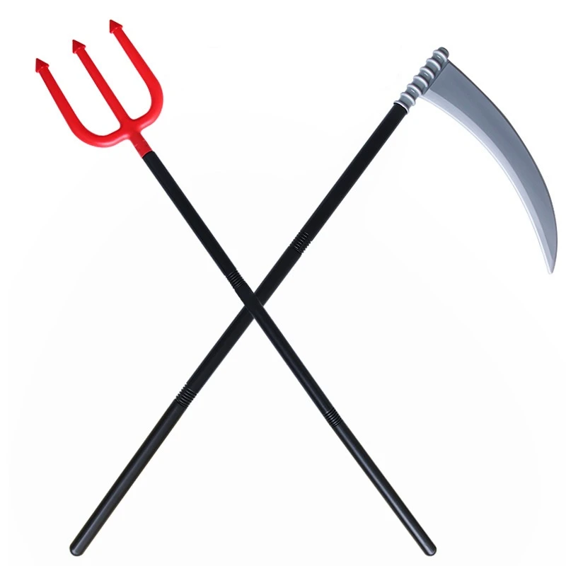 Halloween Supplies Plastic Weapons Death Scythe Performance Props Devil ...
