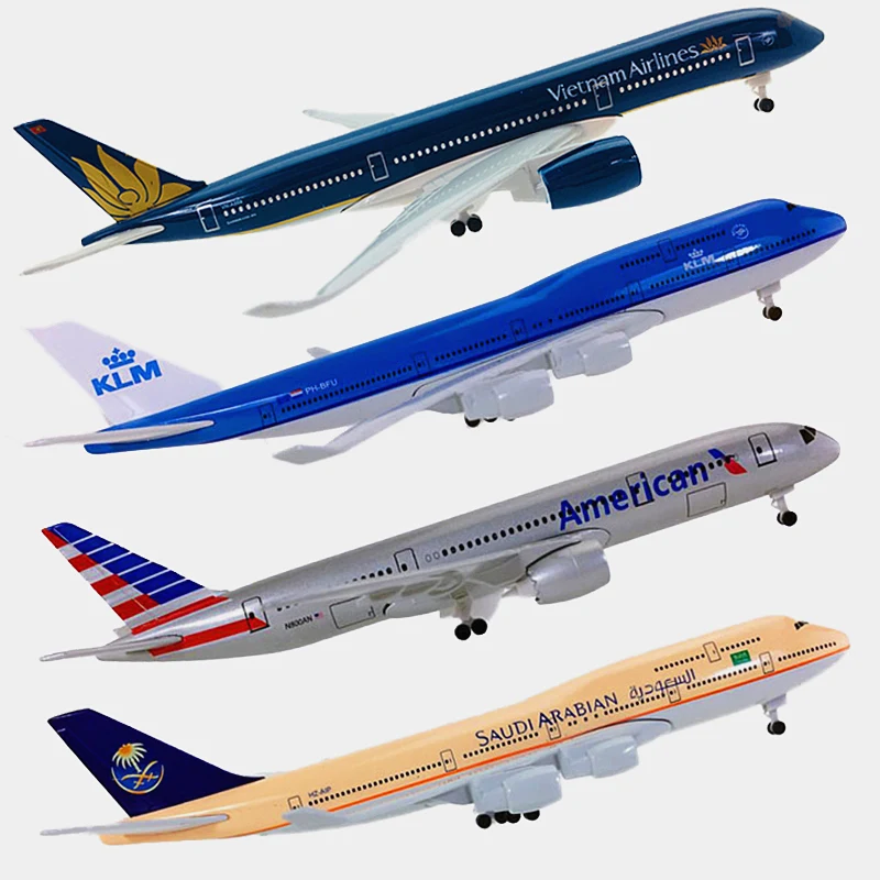 Aeroplani da 20CM Boeing B747 B787 Airbus A350 A320 Airlines modelli di ...